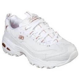 Sneaker Skechers "D ́Lites-Fresh Start", Damen, Gr. 39, wei&szlig; (wei&szlig;, rosegoldfarben), Leder, Synthetik, Textil, Schuhe Sneaker, Freizeitschuh, Halbschuh, Schn&uuml;rschuh mit Bio-Dri-Ausstattung, Topseller