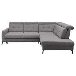 Ecksofa Musterring "MR 4615", grau, B:272cm H:84cm T:214cm, 100% Polyester, Sofas, Ecksofa, mit Kopf- und R&uuml;ckenverstellung, Metallfu&szlig; schwarz, Ma&szlig;e 272 x 214 cm