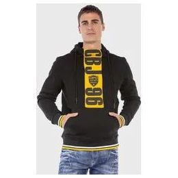 Cipo & Baxx Kapuzenpullover CIPO & BAXX "Sweatshirts", Herren, Gr. S, schwarz, Jersey, 70% Baumwolle, 30% Polyester, bedruckt, regular fit, Pullover Kapuzenpullover, mit Markenprint