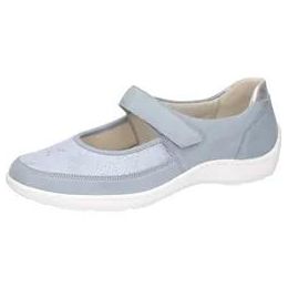 Waldl&auml;ufer Riemchenballerina WALDL&Auml;UFER "HENNI", Damen, Gr. 5 (38), silber (hellblau, silberfarben), Nappaleder, Nubukleder, Textil, Schuhe Riemchenballerina, Halbschuh, Komfortschuh, Klettschuh in Weite H (= sehr weit)