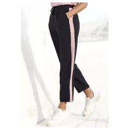 Schlupfhose Vivance, Damen, Gr. 36, N-Gr, lila (schwarz, mauve), Jersey, Obermaterial: 95% Polyester, 5% Elasthan, unifarben mit Farbeinsatz, figurumspielend kn&ouml;chellang, Hosen Schlupfhose, mit sportlichen Kontraststreifen