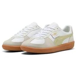 Sneaker Puma "PALERMO LTH", Damen, Gr. 44,5, Puma wei&szlig;, vapor gray, pistachio gr&uuml;n, Leder, mehrfarbig, Schuhe Sneaker, mit Obermaterial aus Leder, mit Overlays aus Wildleder