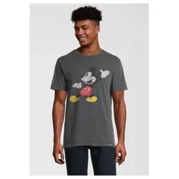 T-Shirt Recovered "Disney Mickey Mouse Posing", Damen, Gr. S, grau, 100% Baumwolle, bedruckt, normal, Rundhals, Shirts T-Shirt, im zeitlosen Design