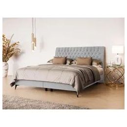 Bett Home Affaire "SYDNEE mit Matratze und Topper, in 2 Breiten (160 und 180 cm)", grau (hellgrau), B:182,5cm H:122cm L:223cm, 100% Polyester, Betten, Bett, Boxspringbett mit Kopfteil, Bettkasten, Matratze (BFK/TFK) und Topper