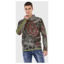 Cipo & Baxx T-Shirt CIPO & BAXX "Sweatshirts", Herren, Gr. S, grau (anthrazit), 50% Baumwolle, 50% Polyester, unifarben, regular fit, Shirts T-Shirt, mit coolem Print