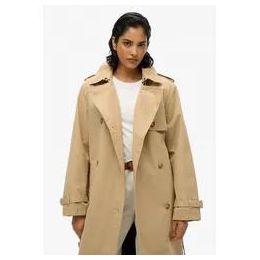 Trenchcoat Superdry "CLASSIC TRENCH JACKET", Damen, Gr. XS, beige (shaker beige), Web, Obermaterial: 100% Baumwolle, unifarben, slim fit ca. Mitte Wade, V-Ausschnitt, M&auml;ntel