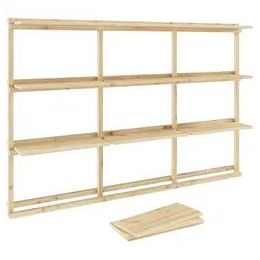 Wandregal KARUP DESIGN "Groove Shelving Big, Wandregal, Aufbewahrung, Deko, Platzsparend", beige (natur), B:66cm H:127cm T:25,5cm, Massivholz, Regale, Wandregal, inkl. 12 Abnehmbare Regalb&ouml;den aus FSC-zertifiziertem Massivholz