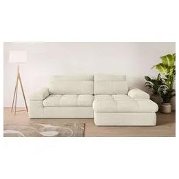 Ecksofa Home Affaire "ALVERIE mit Recamiere, moderne Steppung, Ma&szlig;e: B/T/H 274/203/106 cm", beige (creme), B:274cm H:106cm T:203cm, 83% Polyester, 17% Nylon, Sofas, Ecksofa, L-Form mit Wellenunterfederung, mit 4 R&uuml;ckenkissen, pflegeleicht Stoff
