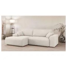 Ecksofa Home Affaire "Santenay mit Bettfunktion und Bettkasten, Ma&szlig;e: B/T/H 266/164/90 cm", beige (creme), B:266cm H:90cm T:164cm, 100% Polyester, Sofas, Ecksofa, L-Form mit Wellenfederung, Schlaffl&auml;che: 140x213 cm, auch in Cord