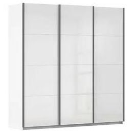 Schwebet&uuml;renschrank OTTO HOME "Kleiderschrank Schrank Garderobe AGORDO mit Dekor- oder Hochglanzfront", wei&szlig; (alpinwei&szlig;, hochglanz wei&szlig;, griffleisten graumetallic), B:203cm H:229cm T:62cm, Holzwerkstoff, Schr&auml;nke, Schwebet&uuml;renschrank, in 4 Breiten und 2 H&ouml;hen MADE IN GERMANY