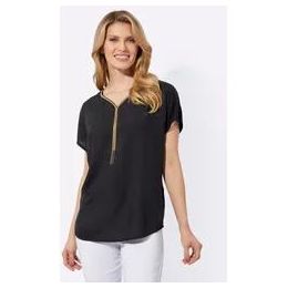 Longbluse Classic Basics, Damen, Gr. 44, schwarz, 100% Viskose, unifarben, V-Ausschnitt, Blusen Longbluse