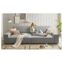 Big-Sofa Home Affaire "NEU: SHERWOOD XXL, Big-Sofa (316cm), extra tiefe Sitzfl&auml;che 95 cm", silber (silbergrau), B:316cm H:90cm T:135cm, 100% Polyester, Sofas, Big-Sofa, bequemer Sitzkomfort, Cord u. Leinenoptik, Kedernaht