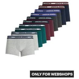 Jack & Jones Boxershorts JACK & JONES "JACFLOWER Microfiber mit Logobund, Blumenprint und Stretchkomfort", Herren, Gr. XXL, 10 Stk., dunkelgrau melange detail:sea moss, port royal, navy, lgm, dgm, sea moss, port royal, navy blazer, lgm, Jersey, Obermaterial: 95% Baumwolle, 5% Elasthan, meliert, unifarben mit Farbeinsatz, k&ouml;rpernah, Unterhosen, eng anliegend, Microfaser, schnelltrocknend