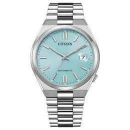 Automatikuhr Citizen "TSUYOSA 60h", silber (silberfarben, hellblau), Armbanduhren, Damen, Automatikuhr, Armbanduhr, Damenuhr, Herrenuhr, Edelstahlarmband, Saphirglas, Datum