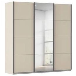 Schwebet&uuml;renschrank OTTO HOME "Kleiderschrank Schrank Schlafzimmerschrank Garderobe AGORDO", beige (beige (champagner), griffleisten graumetallic), B:203cm H:210cm T:62cm, Holzwerkstoff, Schr&auml;nke, Schwebet&uuml;renschrank, Top Innenausstattung, in 4 Breiten und 2 H&ouml;hen MADE IN GERMANY, Topseller
