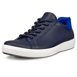 Sneaker Ecco "Ecco Soft 7 M", Herren, Gr. 46, blau (blau, royalblau), Leder, Schuhe Sneaker, Freizeitschuh, Halbschuh, Schn&uuml;rschuh mit genoppter Laufsohle