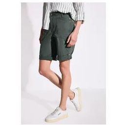 Bermudas Street One "Style Yulius", Damen, Gr. 44, N-Gr, gr&uuml;n (marshy gr&uuml;n), Web, Obermaterial: 98% Baumwolle, 2% Elasthan, unifarben, regular fit kniefrei, Hosen Bermudas, Sommerhose mit Turn-Up