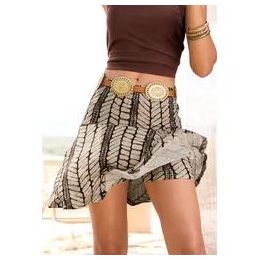 Hosenrock Lascana, Damen, Gr. 44, braun (beige, braun bedruckt), Jersey, Obermaterial: 95% Viskose, 5% Elasthan, bedruckt, figurumspielend kurz, R&ouml;cke, mit Alloverprint, Skort, Rock inklusive Hose