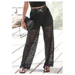 Schlupfhose Lascana, Damen, Gr. 40, N-Gr, schwarz, Spitze, Obermaterial: 98% Polyamid, 2% Elasthan. Futter: 100% Polyester, unifarben, figurumspielend lang, Hosen Schlupfhose, aus transparenter Spitze mit integrierter Shorts, luftige Sommerhose