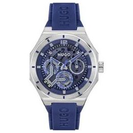 Multifunktionsuhr Hugo "GRAIL SKELETON", blau, Armbanduhren, Herren, Armbanduhr, Quarzuhr, Herrenuhr, Datum, Silikonarmband
