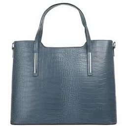 Henkeltasche CLUTY, Damen, Gr. B/H/T: 37cm x 29cm x 16cm onesize, blau, Leder, Reptilienpr&auml;gung, Taschen, echt Leder, Made in Italy