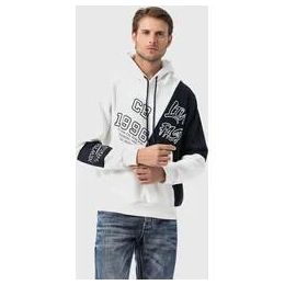 Cipo & Baxx Kapuzenpullover CIPO & BAXX "Sweatshirts", Herren, Gr. L, beige (ecru), 70% Baumwolle, 30% Polyester, gemustert, regular fit, Pullover Kapuzenpullover, im Kontrastdesign