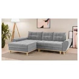 Ecksofa Home Affaire "Ahrdorf mit Bettfunktion und Bettkasten, Ma&szlig;e: B/H/T 268/86/175 cm", grau, B:268cm H:86cm T:175cm, 100% Polyester, Sofas, Ecksofa, L-Form mit 3 R&uuml;ckenkissen und moderne gerundete Armlehnen