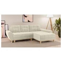 Ecksofa Home Affaire "Ahrdorf mit Bettfunktion und Bettkasten, Ma&szlig;e: B/H/T 268/86/175 cm", beige, B:268cm H:86cm T:175cm, 100% Polyester, Sofas, Ecksofa, L-Form mit 3 R&uuml;ckenkissen und moderne gerundete Armlehnen