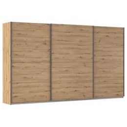 Schwebet&uuml;renschrank OTTO HOME "Kleiderschrank Schrank Garderobe AGORDO mit Dekor- oder Hochglanzfront", braun (eiche artisan, griffleisten graumetallic), B:360cm H:210cm T:62cm, Holzwerkstoff, Schr&auml;nke, Schwebet&uuml;renschrank, in 4 Breiten und 2 H&ouml;hen MADE IN GERMANY