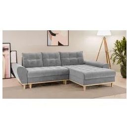 Ecksofa Home Affaire "Ahrdorf mit Bettfunktion und Bettkasten, Ma&szlig;e: B/H/T 268/86/175 cm", grau, B:268cm H:86cm T:175cm, 100% Polyester, Sofas, Ecksofa, L-Form mit 3 R&uuml;ckenkissen und moderne gerundete Armlehnen