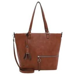 Shopper Tamaris "Shopper TAS Nele", Damen, Gr. B/H/T: 43cm x 32cm x 16cm 0, braun (cognac 700), Polyurethan, Taschen Shopper