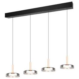 Trio LEUCHTEN LED Pendelleuchte "CELESTE dimmbare LED H&auml;ngelampe aus Metall Glas & Holz, 7,5W 750 Lumen", schwarz (schwarz matt), 4, H: 200cm, 1 Stk., Leuchten, 4-flammig einfach h&ouml;henverstellbar von 50-200 cm 3-Stufen Dimmfunktion, LED Pendelleuchte
