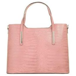 Henkeltasche CLUTY, Damen, Gr. B/H/T: 37cm x 29cm x 16cm onesize, rosa, Leder, Reptilienpr&auml;gung, Taschen, echt Leder, Made in Italy