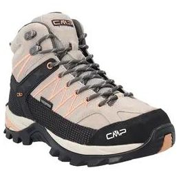 Wanderschuh CMP "RIGEL MID WMN WP TREKKING SHOES", Damen, Gr. 42, sabbia, salmone, Leder, Schuhe Wanderschuh, wasserdicht
