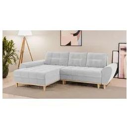 Ecksofa Home Affaire "Ahrdorf mit Bettfunktion und Bettkasten, Ma&szlig;e: B/H/T 268/86/175 cm", grau (hellgrau), B:268cm H:86cm T:175cm, 100% Polyester, Sofas, Ecksofa, L-Form mit 3 R&uuml;ckenkissen und moderne gerundete Armlehnen
