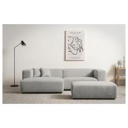 Polsterecke Home Affaire "BAKELS, Ecksofa-Set mit Hocker, L-Form mit Schlaffunktion", grau (hellgrau), B:267cm H:66cm T:163cm, Sofas, Ecksofa-Set (incl. Hocker) im trendigen Megacord