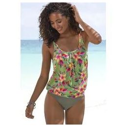 Tankini-Top Lascana "Malia", Damen, Gr. 42, N-Gr, rosa (salbei, pink bedruckt), Microfaser, Microfaser, Polyamid, bedruckt, floral, Bikini-Oberteile, mit lockerem Schnit und tropischem Print, Topseller