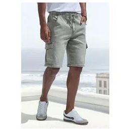 Shorts John Devin "Bermuda, kurze Jogger Pants", Herren, Gr. M (48/50), N-Gr, gr&uuml;n (khaki, denim), Jeans, Obermaterial: 65% Baumwolle, 33% Polyester, 2% Elasthan, unifarben, regular fit kurz, Hosen Shorts, mit Cargotaschen, knielang, elastische Schlupf-Bermuda