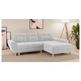 Ecksofa Home Affaire "Ahrdorf mit Bettfunktion und Bettkasten, Ma&szlig;e: B/H/T 268/86/175 cm", grau (hellgrau), B:268cm H:86cm T:175cm, 100% Polyester, Sofas, Ecksofa, L-Form mit 3 R&uuml;ckenkissen und moderne gerundete Armlehnen