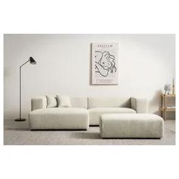 Polsterecke Home Affaire "BAKELS, Ecksofa-Set mit Hocker, L-Form mit Schlaffunktion", beige (elfenbein), B:267cm H:66cm T:163cm, Sofas, Ecksofa-Set (incl. Hocker) im trendigen Megacord