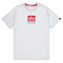T-Shirt Alpha Industries "Satin Logo T-Shirt", Herren, Gr. XS, grau (pastel grau), Obermaterial: 100% Baumwolle, Shirts T-Shirt