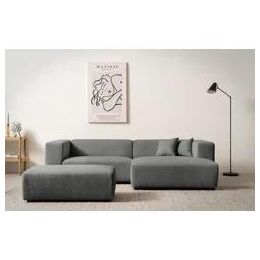 Polsterecke Home Affaire "BAKELS, Ecksofa-Set mit Hocker, L-Form mit Schlaffunktion", grau (dunkelgrau), B:267cm H:66cm T:163cm, Sofas, Ecksofa-Set (incl. Hocker) im trendigen Megacord