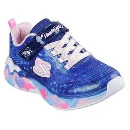 Sneaker Skechers "ETERNAL HEART LIGHTS", M&auml;dchen, Gr. 31, bunt (navy, multi), Synthetik, Textil, Glitzer, kontrastfarbene Details, Schuhe Sneaker, Blink,-Klettschuh mit Herz-Applikation, Gr&ouml;&szlig;enschablone zum Download