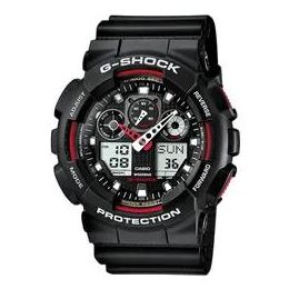 Chronograph Casio G-SHOCK, schwarz (schwarz, rot), Armbanduhren, Damen, Chronograph, Quarzuhr,Armbanduhr,Herrenuhr,digital, bis 20 bar wasserd.Resinarmband