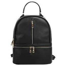 Cityrucksack Samantha Look, Damen, Gr. B/H/T: 30cm x 25cm x 9cm, onesize, schwarz, Leder, Rindsleder, unifarben, Rucks&auml;cke Cityrucksack, echt Leder, Made in Italy