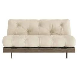 Daybett KARUP DESIGN "Roots Sofa Bed, Schlafsofa, Daybett, Bettfunktion, FSC-Massivholz", beige, B:160cm H:85cm, Bezug: 80% Baumwolle, 20% Polyester, Daybetten, Inkl. Futonmatratze. Mehrere Gr&ouml;&szlig;en & Farben, Made in Europe