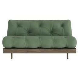 Daybett KARUP DESIGN "Roots Sofa Bed, Schlafsofa, Daybett, Bettfunktion, FSC-Massivholz", gr&uuml;n (olive gr&uuml;n), B:160cm H:85cm, Bezug: 80% Baumwolle, 20% Polyester, Daybetten, Inkl. Futonmatratze, aus FSC-Kiefer, in mehreren Farben erh&auml;ltlich