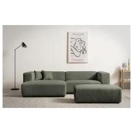 Polsterecke Home Affaire "BAKELS, Ecksofa-Set mit Hocker, L-Form mit Schlaffunktion", gr&uuml;n, B:267cm H:66cm T:163cm, Sofas, Ecksofa-Set (incl. Hocker) im trendigen Megacord
