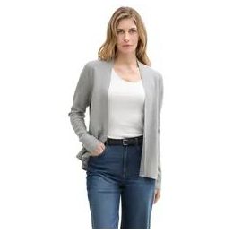 Cardigan Tom Tailor, Damen, Gr. XS (34), silber (silber grau melange), Strick, Obermaterial: 100% Baumwolle, meliert, figurumspielend h&uuml;ftlang, Strickjacken, mit feiner Struktur