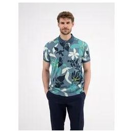 Poloshirt Lerros "Poloshirt, sommerlich-floral gemustert", Herren, Gr. S, blau (crispy blau), 100% Baumwolle, ohne Ausschnitt, Shirts